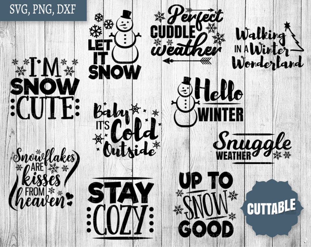 Winter SVG Bundle, Winter Seasonal Svg Pack Cut Files, Snow Cut File ...
