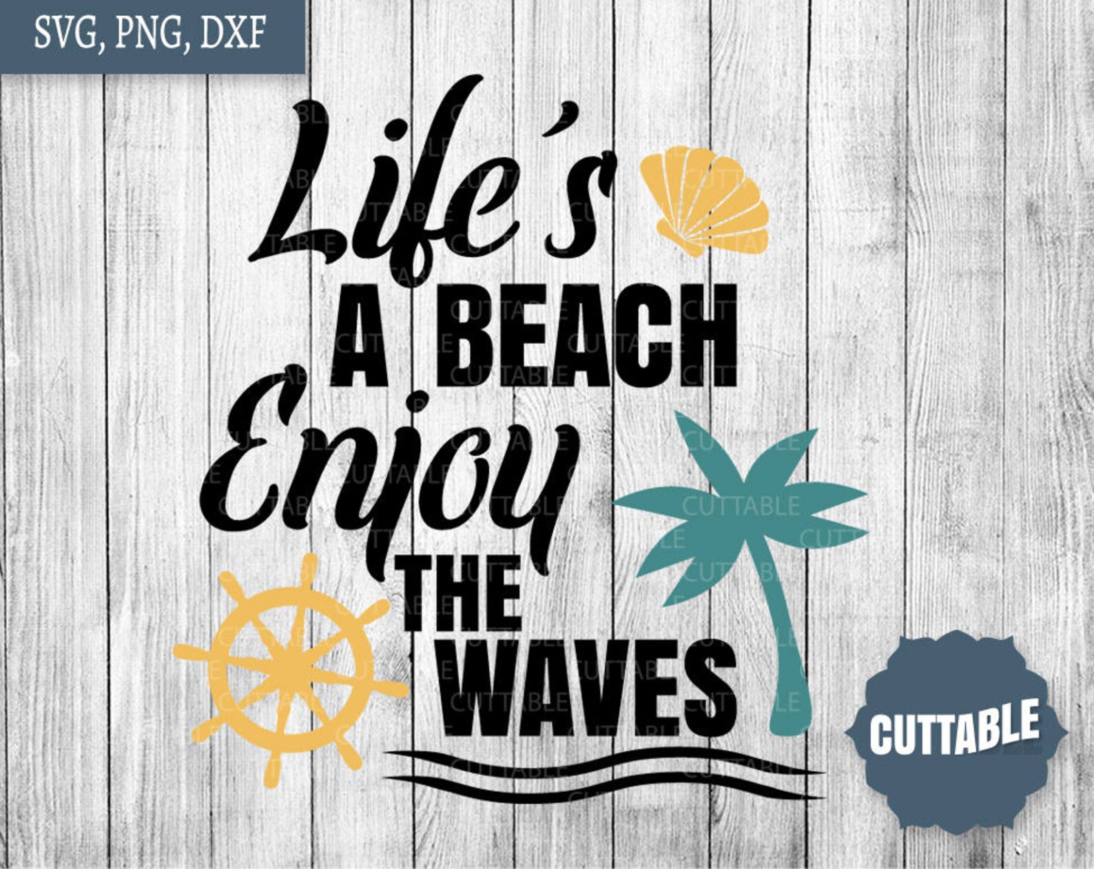 Lifes a Beach Enjoy the Waves Cut File Beach Print and Cut - Etsy