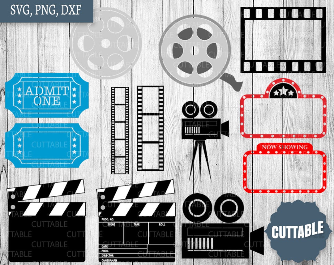 Movie Night SVG Files for Print and Cut Machines, Movie Svg Cut Outs ...