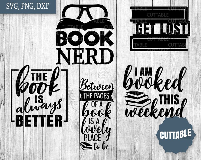 Book SVG Bundle, Bookish Svg Pack Cut Files, 10 Book Quotes, Reader ...