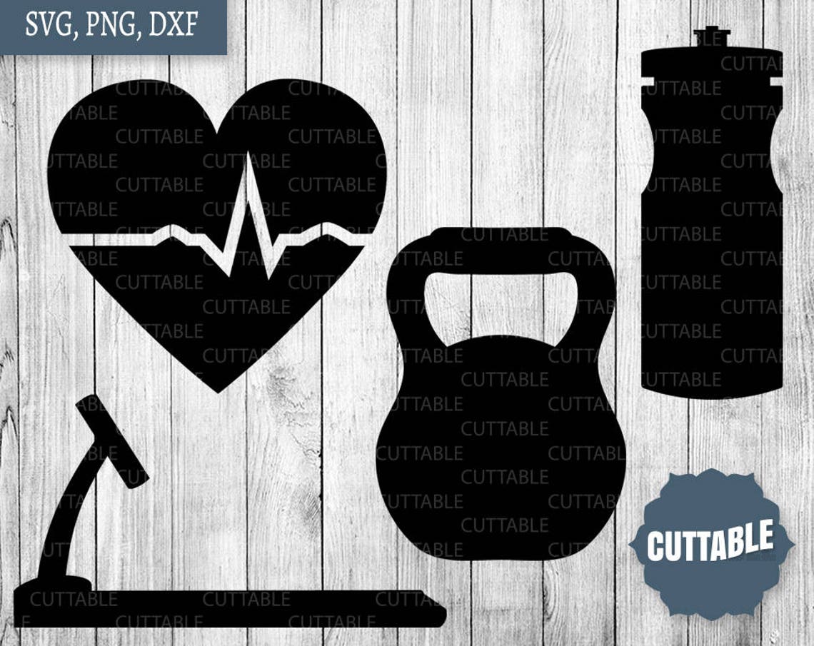 Gym Equipment Cut Files SVG Barbell Cut Files Gym Workout | Etsy
