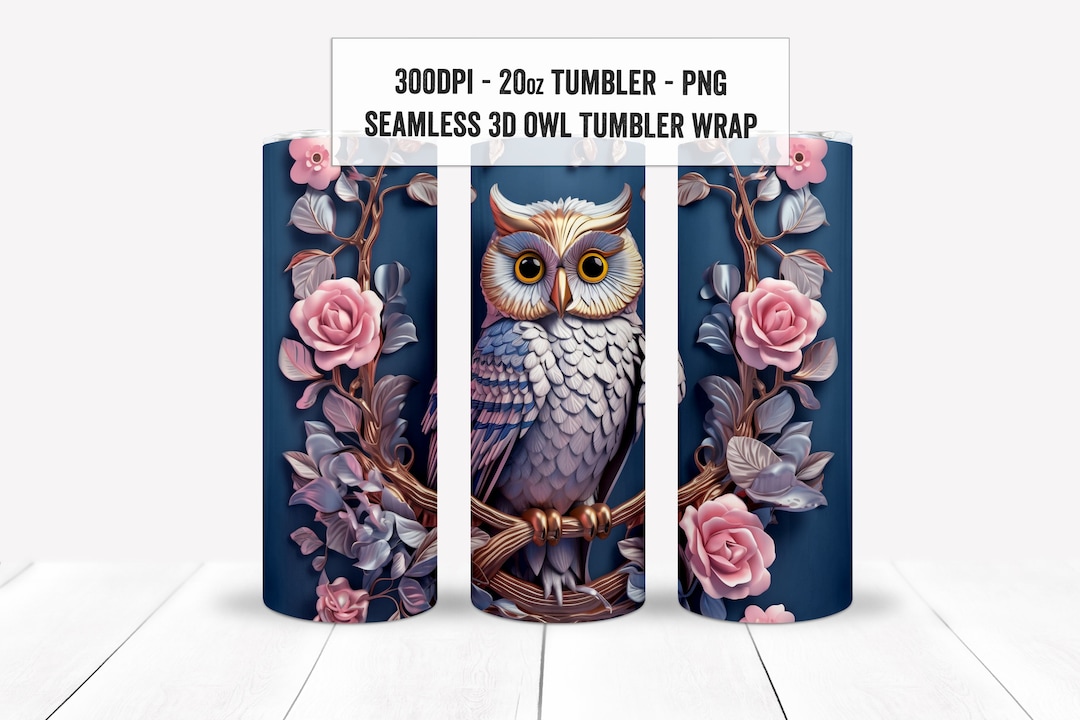 Owl Tumbler Wraps 3D Seamless Owl Tumbler Wrap 3D Dark - Etsy
