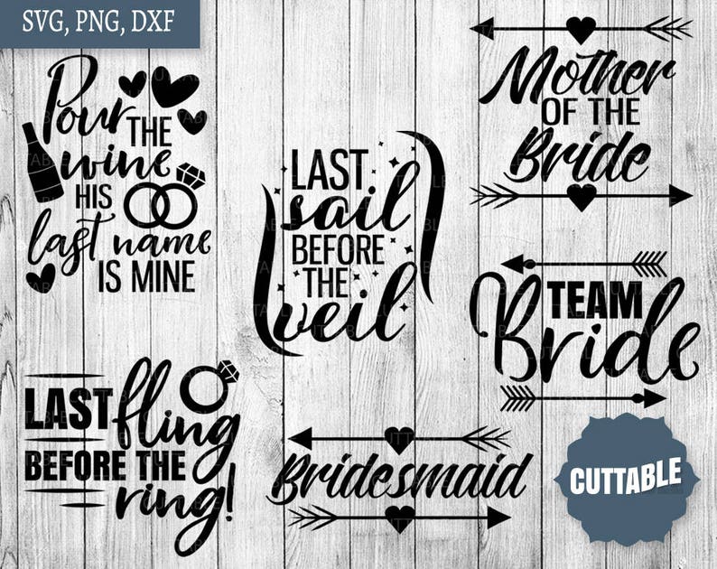 Bridal Svg Bundle Wedding Bridal Shower Svg Pack Cut Files Etsy