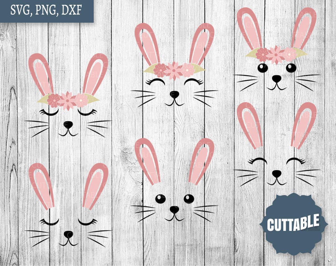 Bunny Faces SVG Cut Files, Easter Bunny Cut Files, Rabbit Faces Cut ...