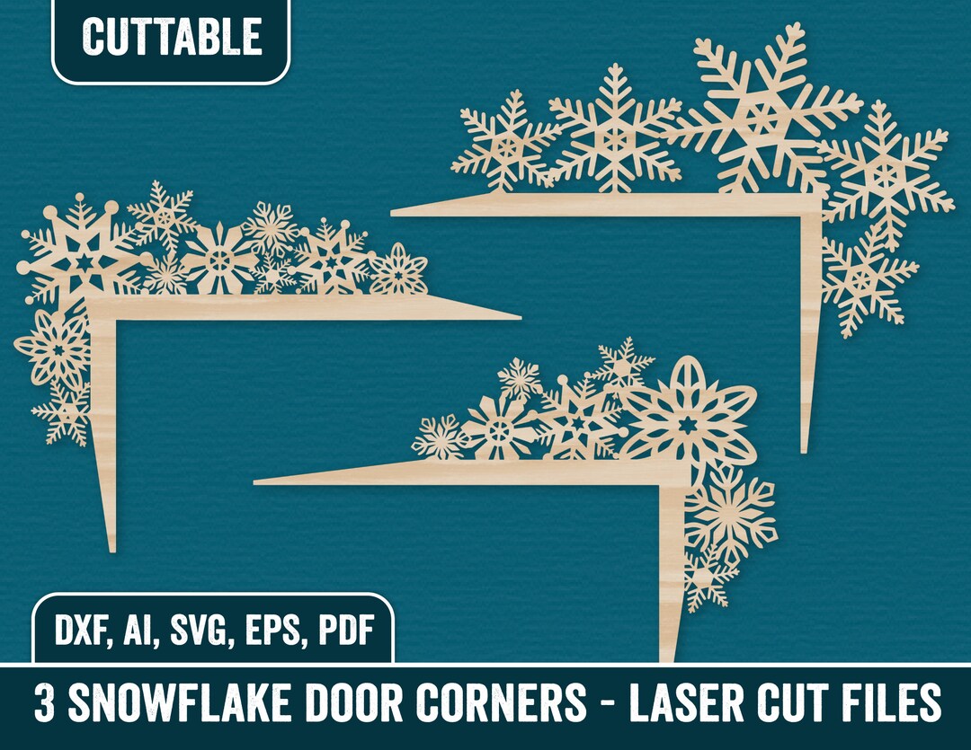 Snowflake Door Corner Cut Files, Christmas Snowflake Winter Decor Laser Cutting, Laser Cut Door ...