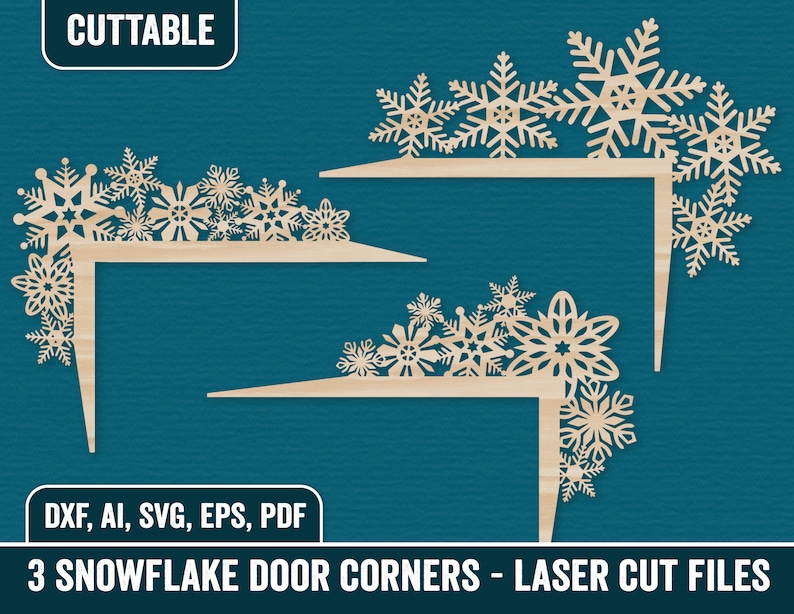 Snowflake Door Corner Cut Files, Christmas Snowflake Winter Decor Laser ...