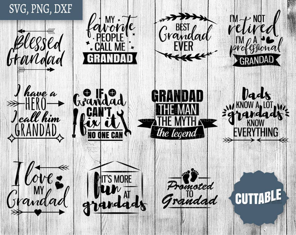 Grandad SVG Bundle Grandad Pack Cut Files Svg 11 Grandfather - Etsy
