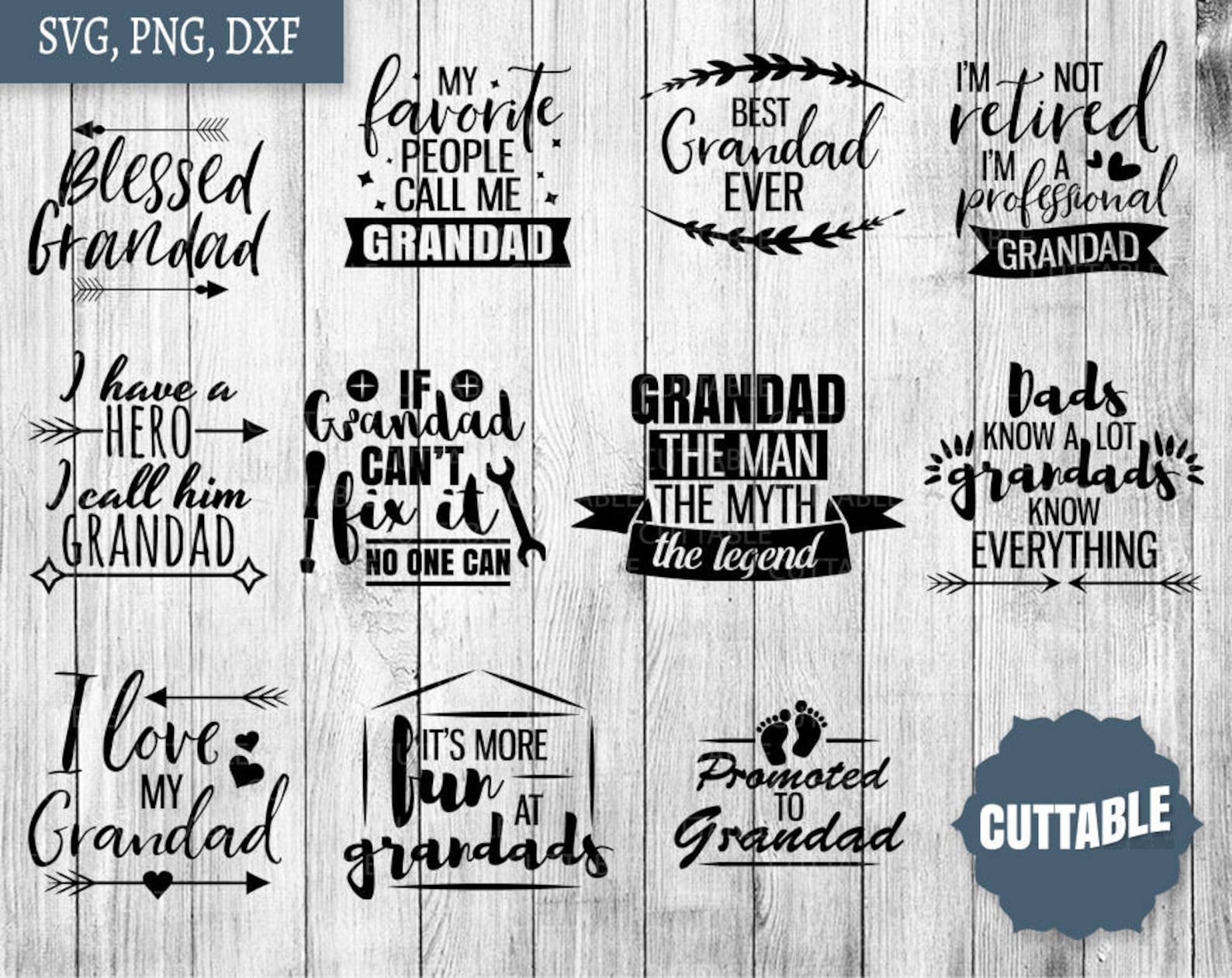 Grandad SVG Bundle Grandad Pack Cut Files Svg 11 Grandfather - Etsy