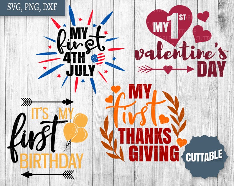 Baby's Firsts SVG Bundle, My First Holiday Cut Files, 8 Firsts Svgs ...
