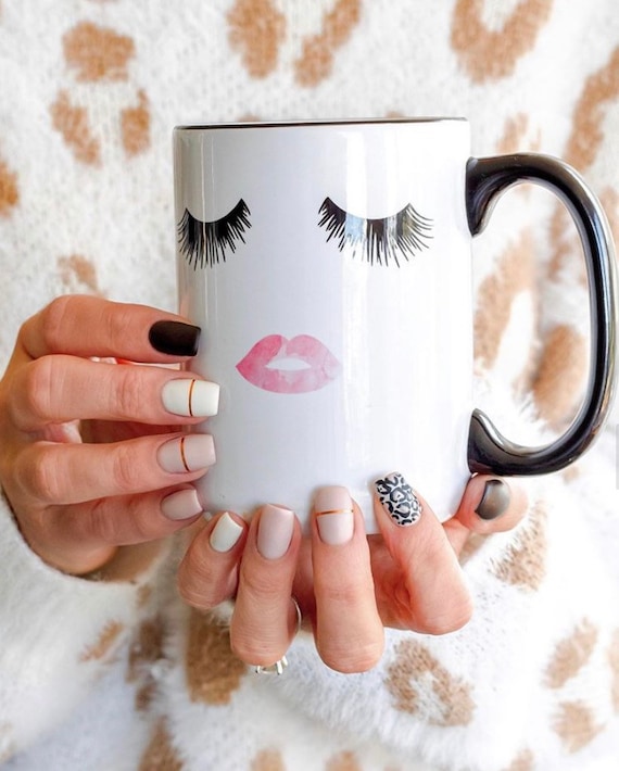 Eyelash Mug Eyelash Gift Lips and Lash Mug Bridal Party | Etsy