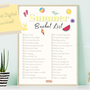 Summer Bucket List | Family Activities Poster | Activities for Bored ...