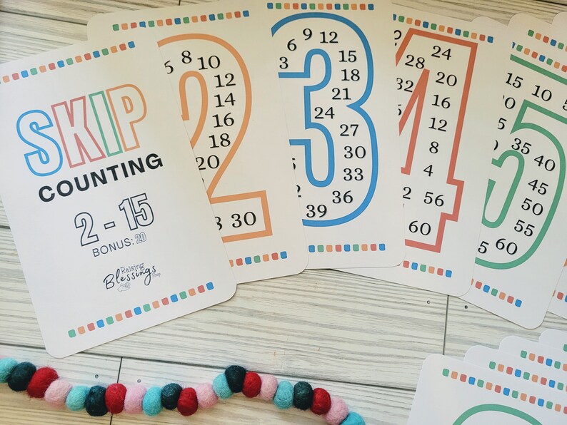 Skip Counting Flashcards Set Numbers Practice Skip Counting 2 - 15 and ...