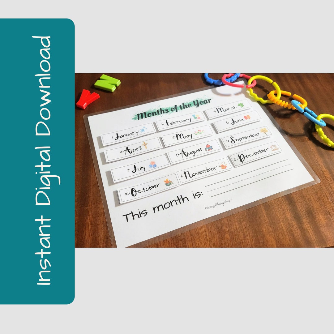 Months of the Year | Busy Book | Busy Binder | Kids Printable Activity | Laminate Cut Out ...