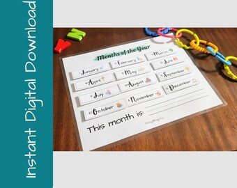 Months of the Year Busy Book Printable Pdf Page, Toddler, Homeschool ...