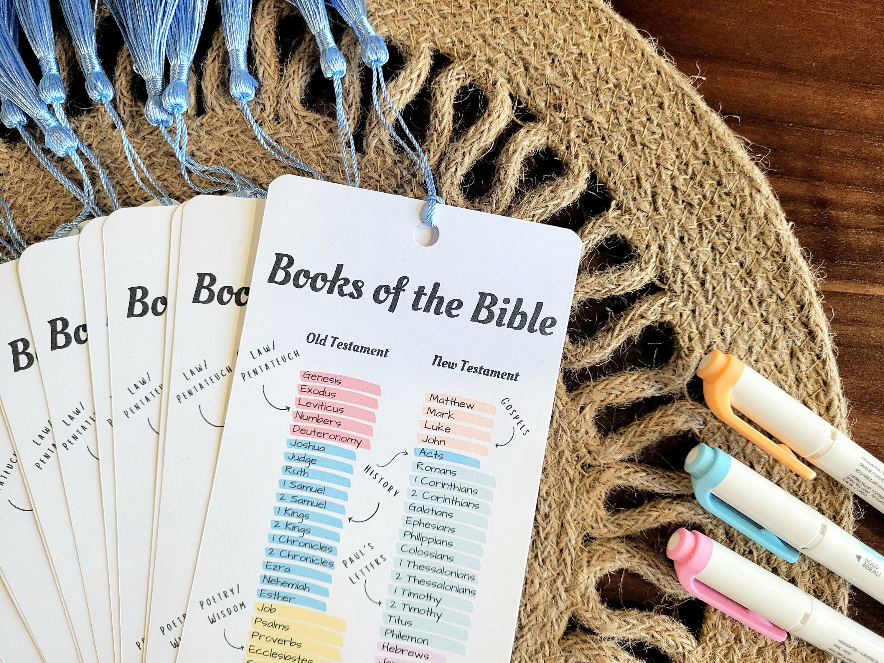 Books of the Bible Genre Bookmarks Grouped by Category Pastel ...