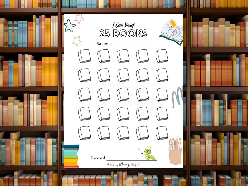 INSTANT DOWNLOAD Reading Tracker Poster for Kids Reading Rewards Chart ...