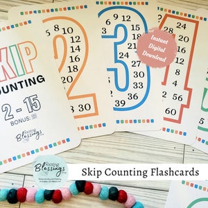 INSTANT DOWNLOAD Skip Counting Flashcards Printable Numbers Practice ...