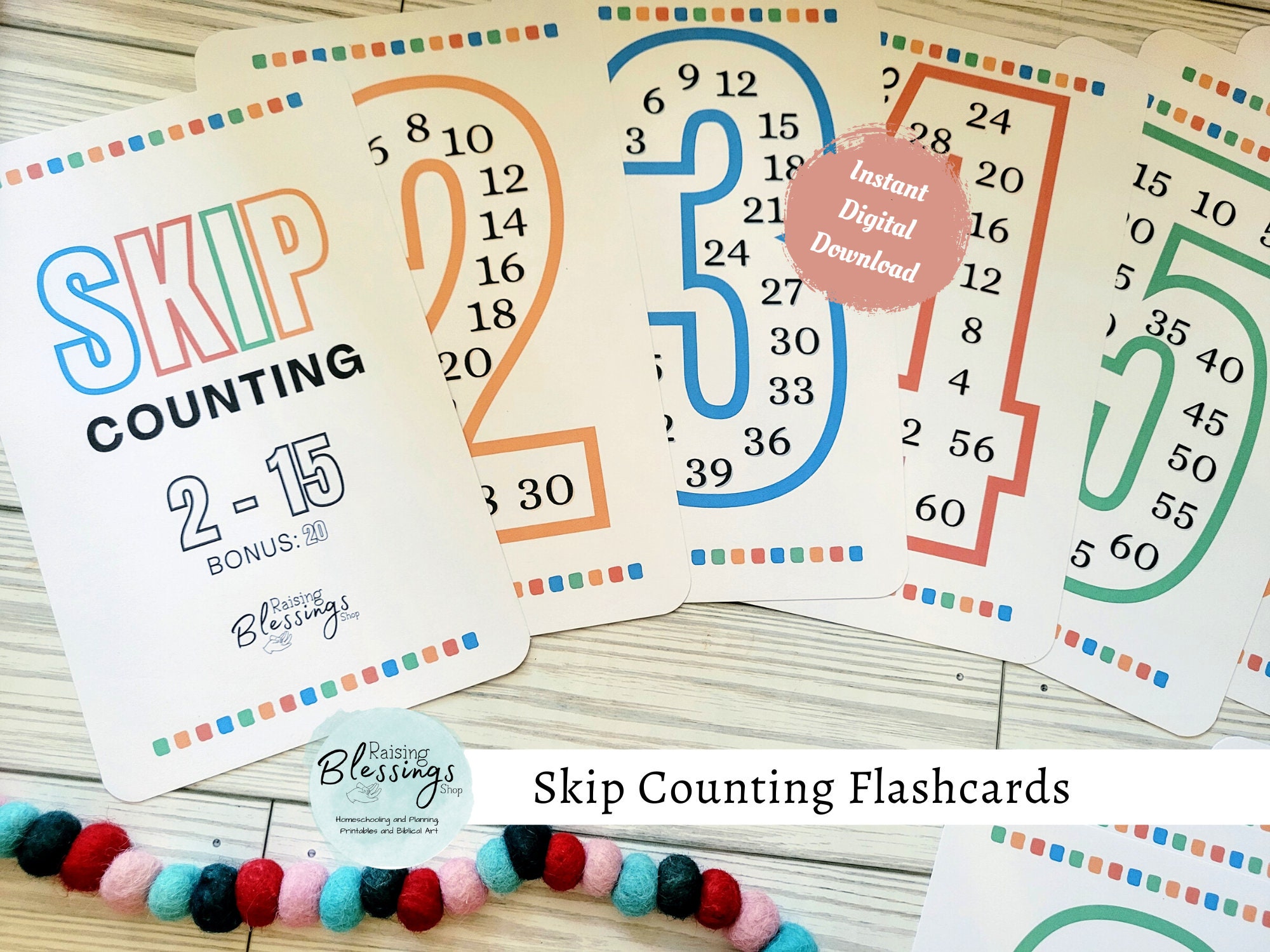 INSTANT DOWNLOAD Skip Counting Flashcards Printable Numbers Practice ...