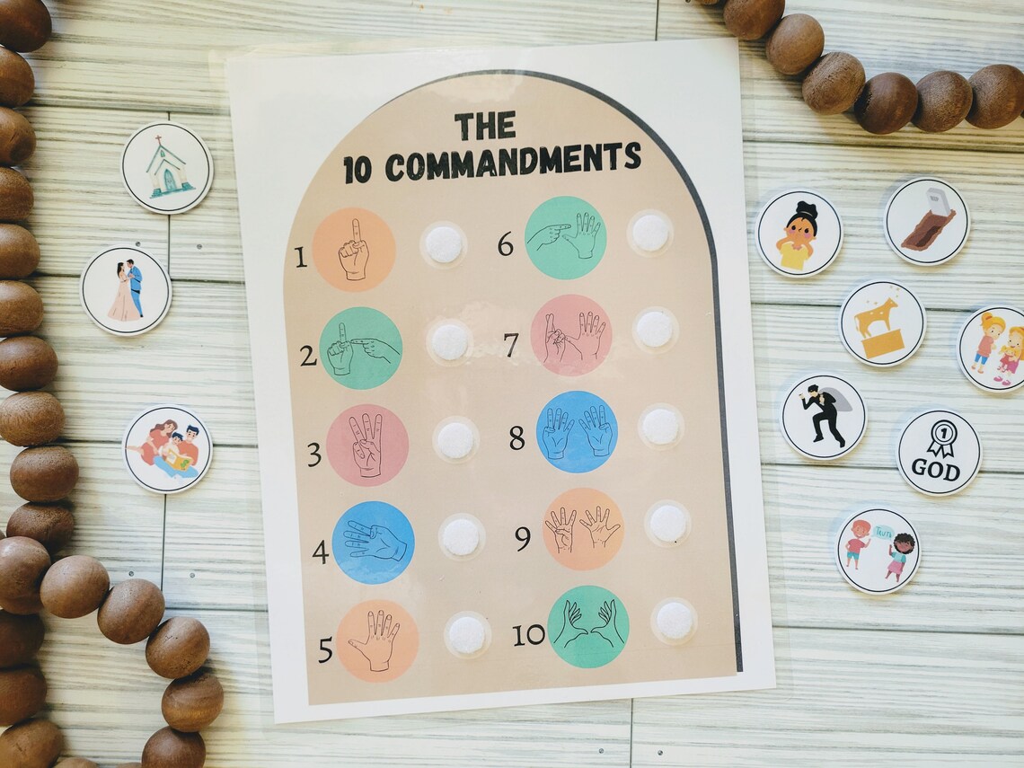 INSTANT DOWNLOAD Ten Commandments Printable Memory Game Sign Language ...
