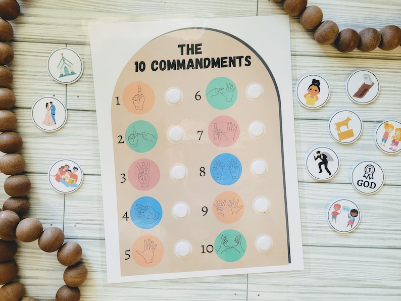 INSTANT DOWNLOAD Ten Commandments Printable Memory Game Sign Language ...