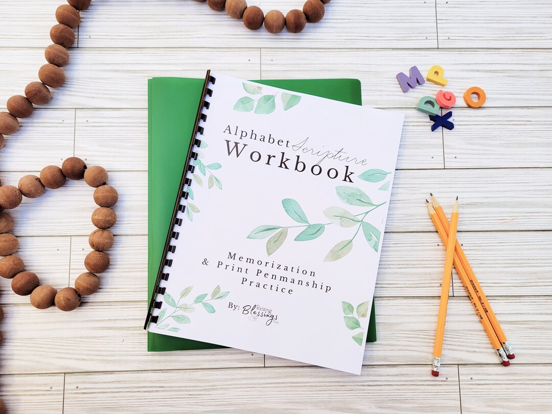 Alphabet Scripture Penmanship Copywork Workbook | Homeschool Tracing ...