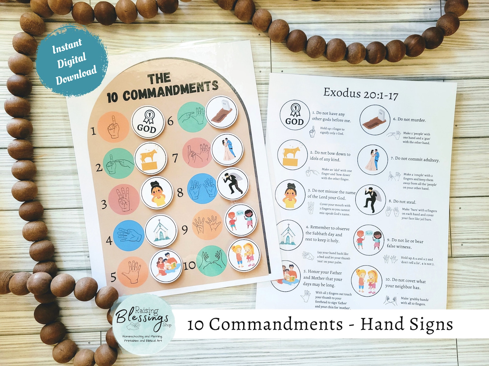 INSTANT DOWNLOAD Ten Commandments Printable Memory Game Sign Language ...
