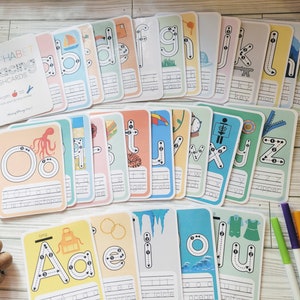 INSTANT DOWNLOAD Alphabet Tracing Flashcards Learning Props Homeschool ...