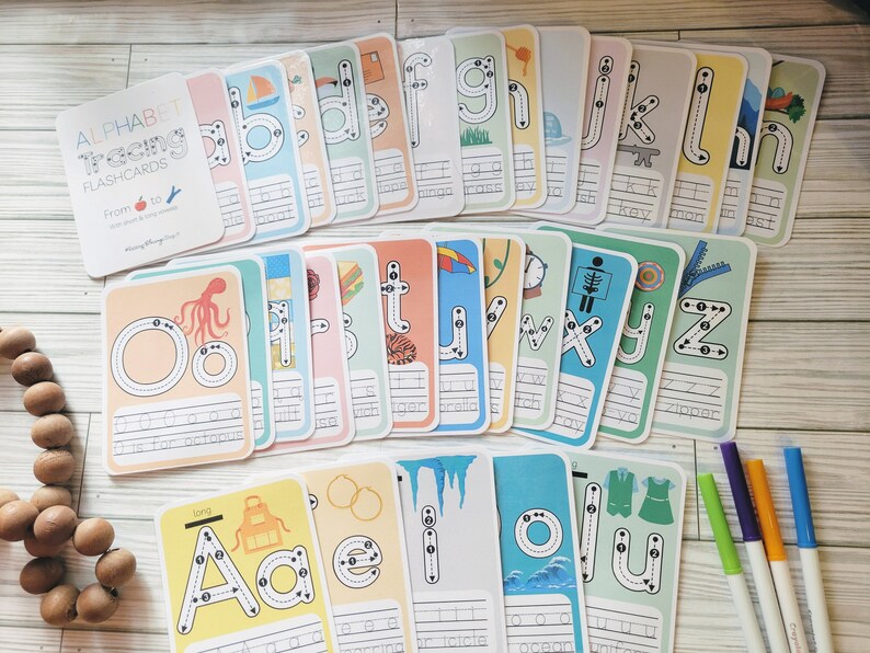 INSTANT DOWNLOAD Alphabet Tracing Flashcards Learning Props Homeschool ...