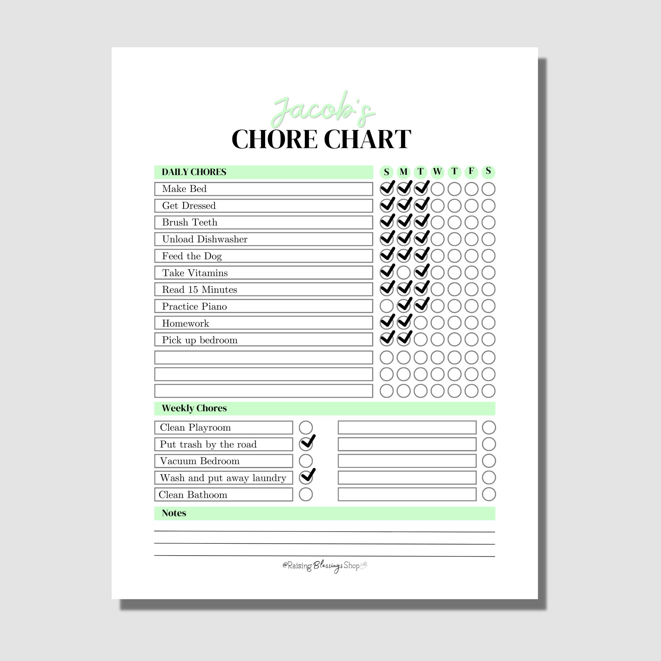 Minimalist Pastel Kids Chore Chart | 5 Colors | Editable in Canva for ...