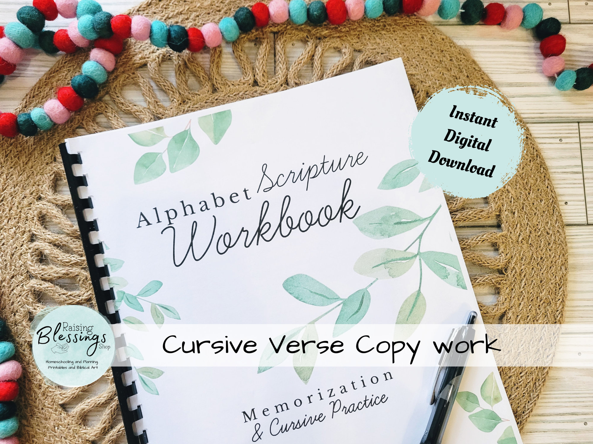 INSTANT DOWNLOAD| Alphabet Scripture Cursive Copywork Workbook ...