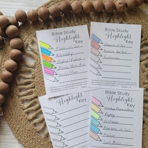 PRINTED SET of Bible Study Highlight Keys Blank Highlight Guide Color ...