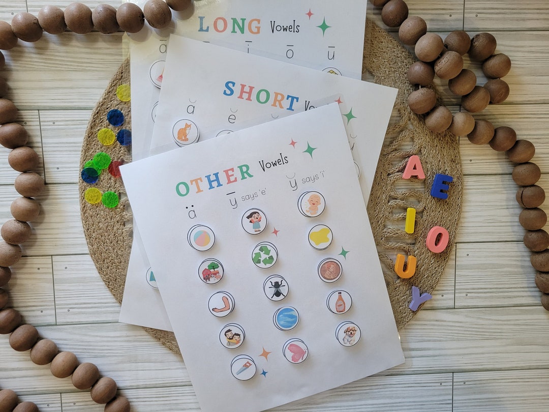 INSTANT DOWNLOAD Vowel Sounds Matching Preschool Letter Sounds Practice ...