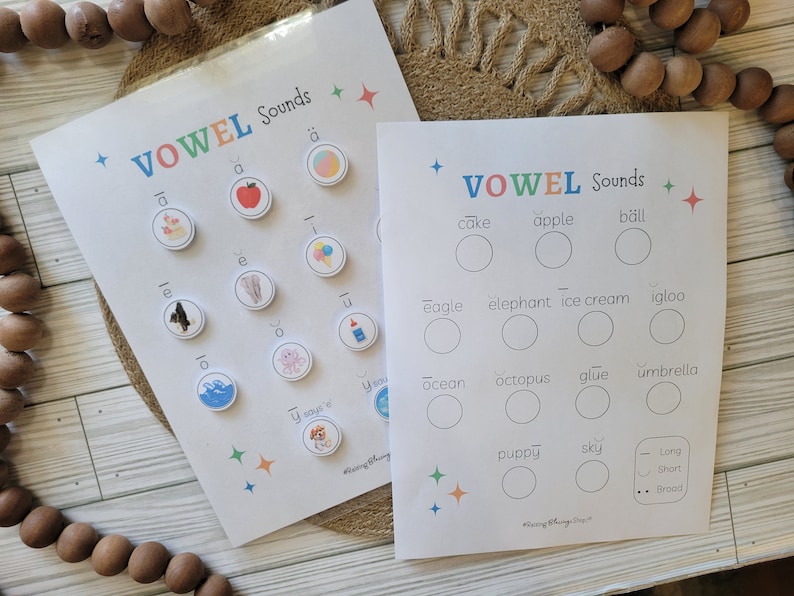 INSTANT DOWNLOAD Vowel Sounds Matching Preschool Letter Sounds Practice ...