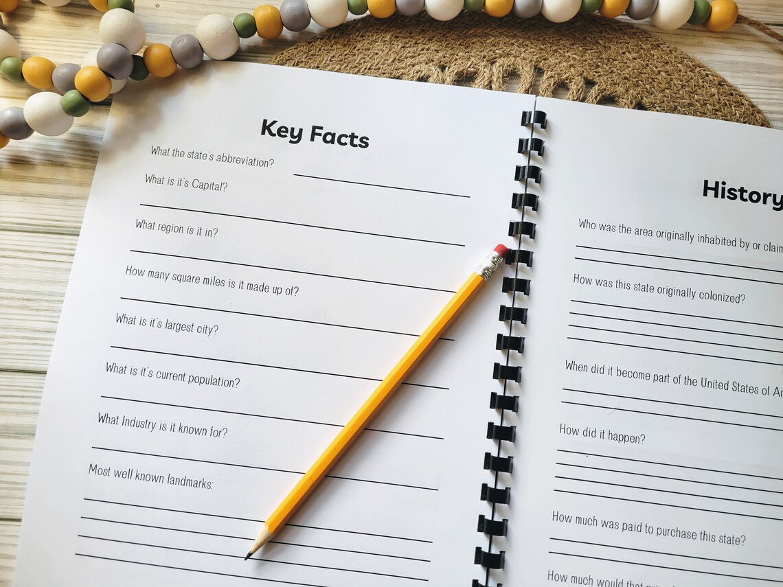 DIGITAL DOWNLOAD My State Research Journal United States Middle School ...