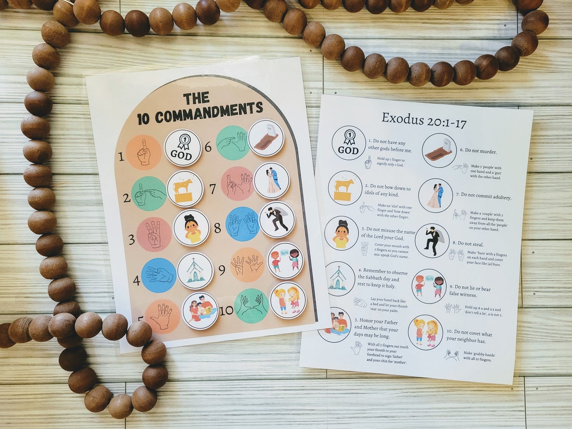 INSTANT DOWNLOAD Ten Commandments Printable Memory Game Sign Language ...