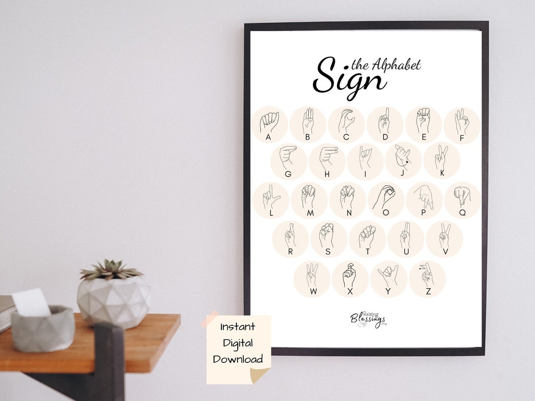 INSTANT DOWNLOAD ASL American Sign Language Learning Poster Wall ...