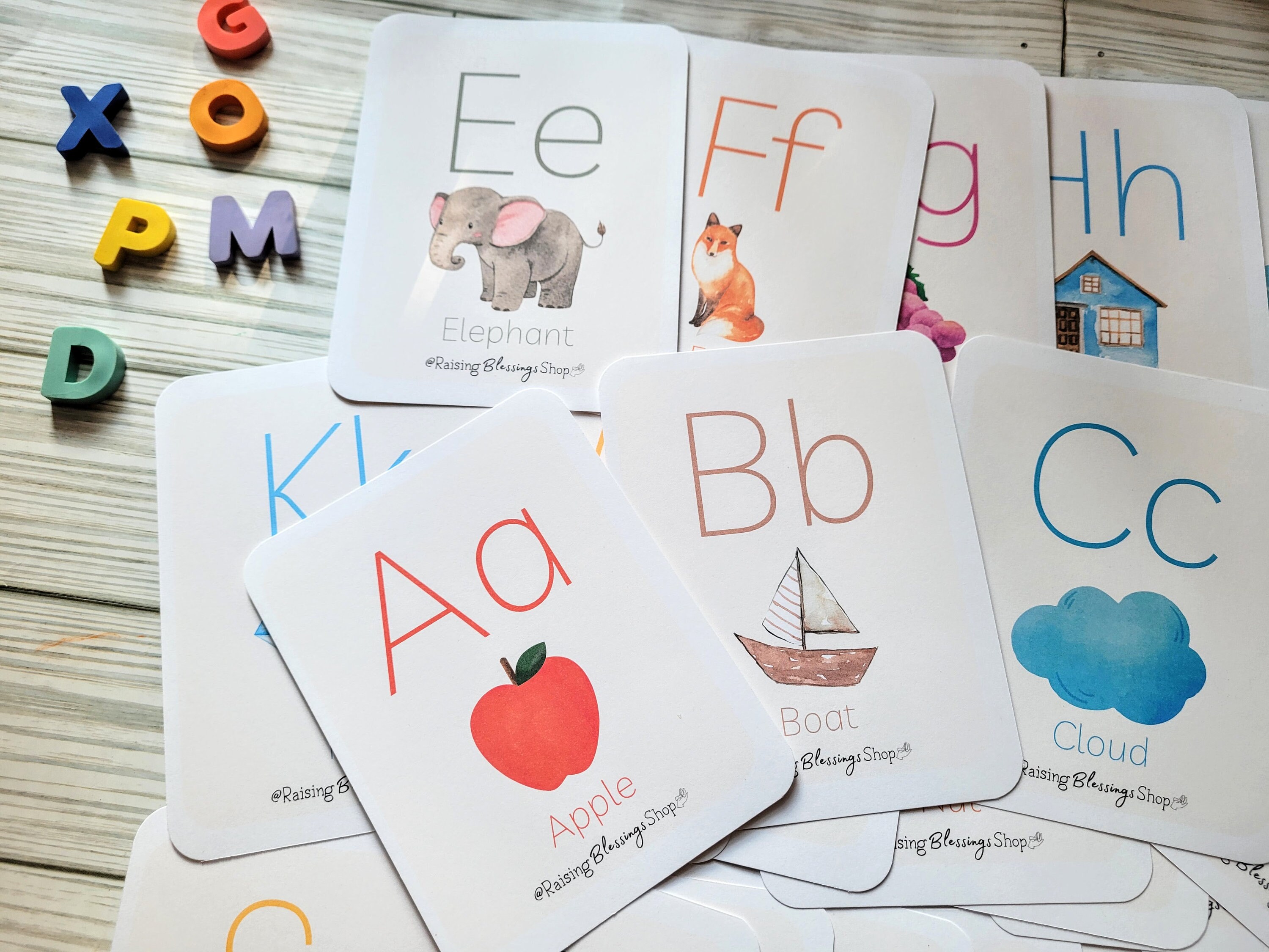 INSTANT DOWNLOAD Watercolor Alphabet Flashcards Letters Learning Props ...