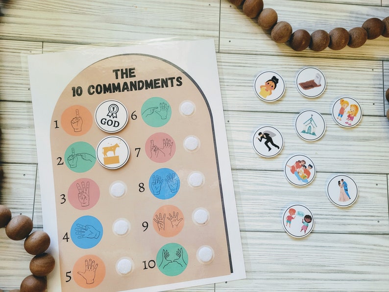 PHYSICAL COPY Ten Commandments Memory Game Hand Signs 10 Commandments ...