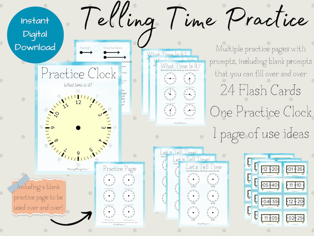 Kids Clock Practice Worksheets | Analog Clock Practice | Telling Time ...