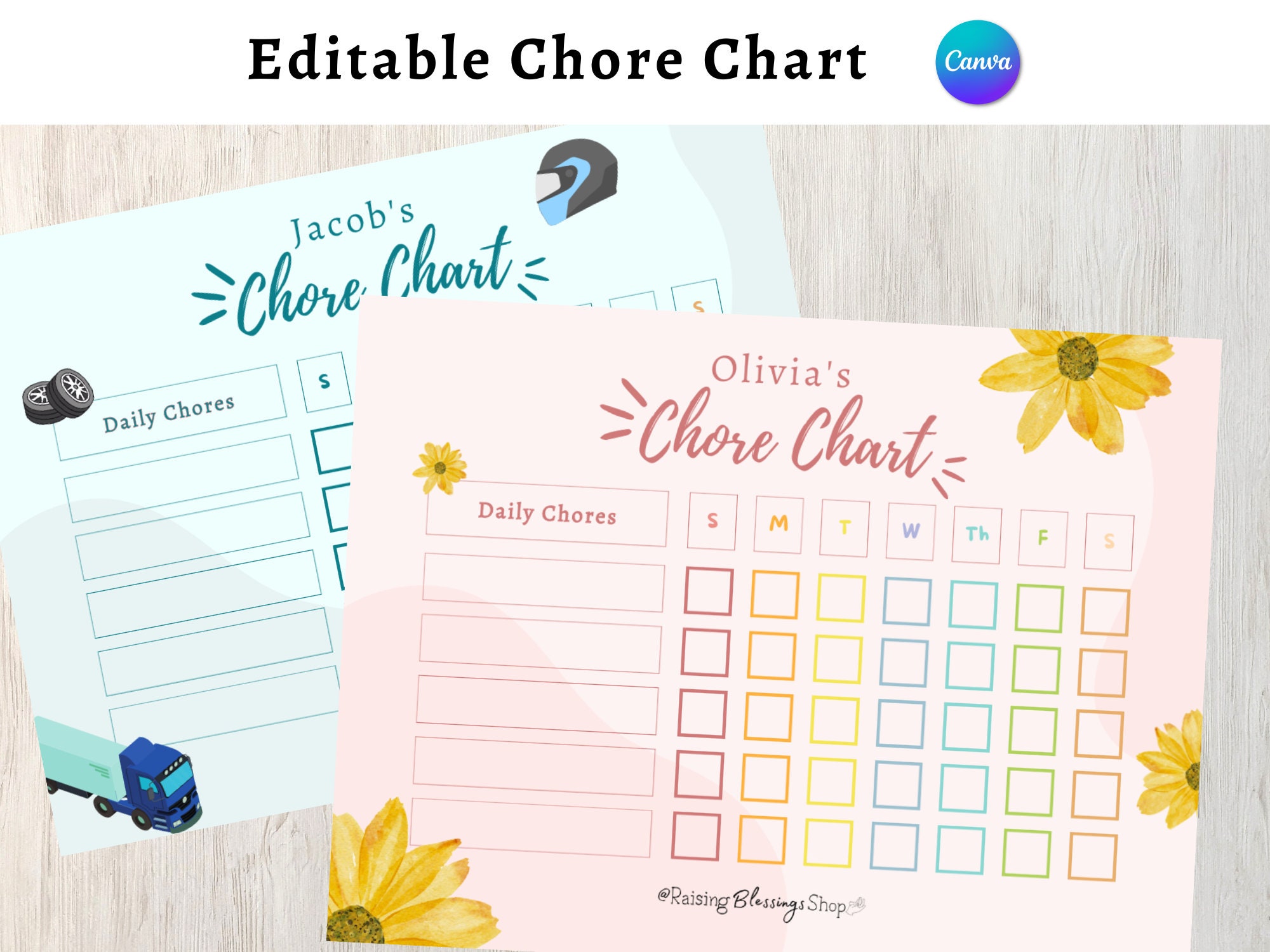 Kids Chore Chart Weekly Chore Chart Canva Editable Chore Chart Morning ...