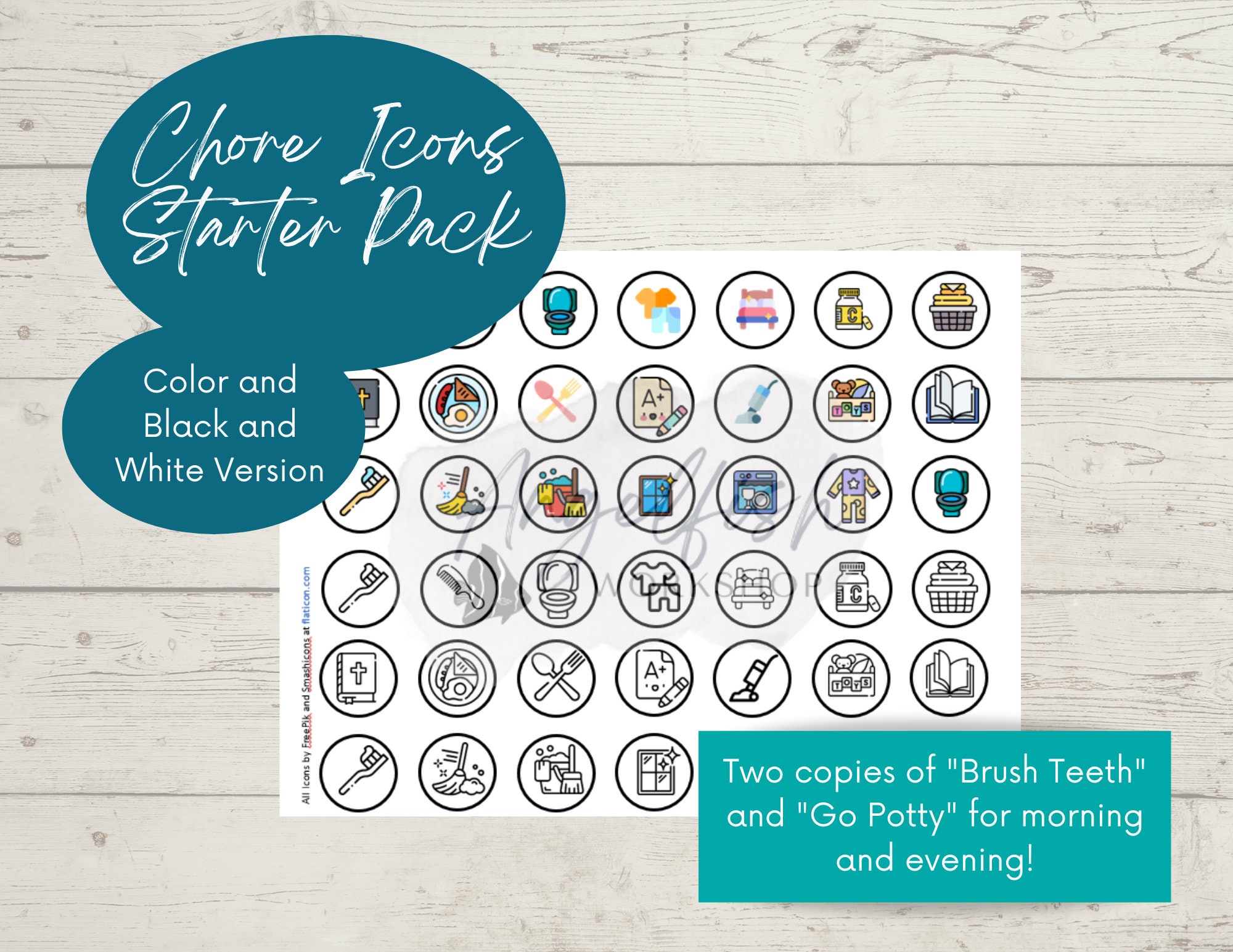 Chore Chart for Kids School Morning Routine Responsibility Chart Icons ...