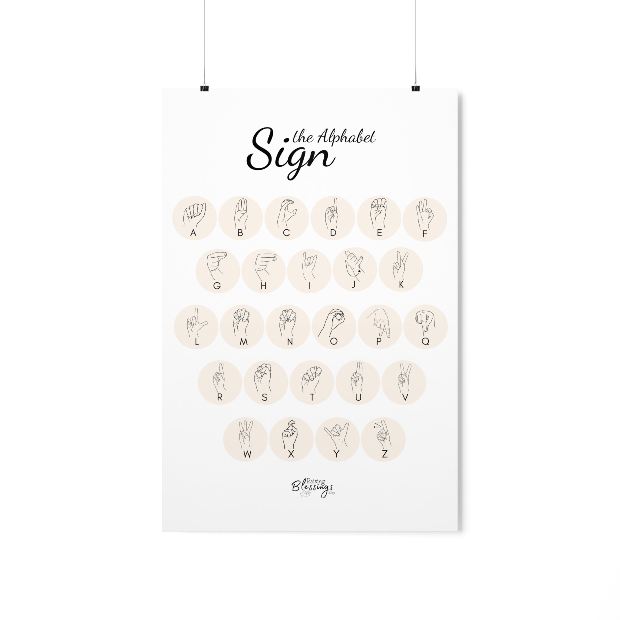 ASL American Sign Language Alphabet Learning Poster Premium Matte ...