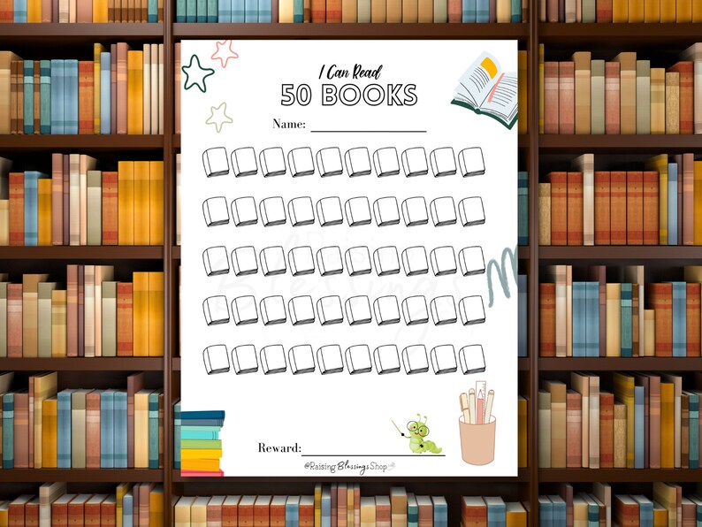 INSTANT DOWNLOAD Reading Tracker Poster for Kids Reading Rewards Chart ...