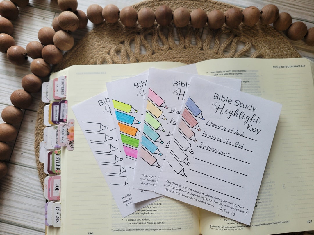 PRINTED SET of Bible Study Highlight Keys Blank Highlight Guide Color ...