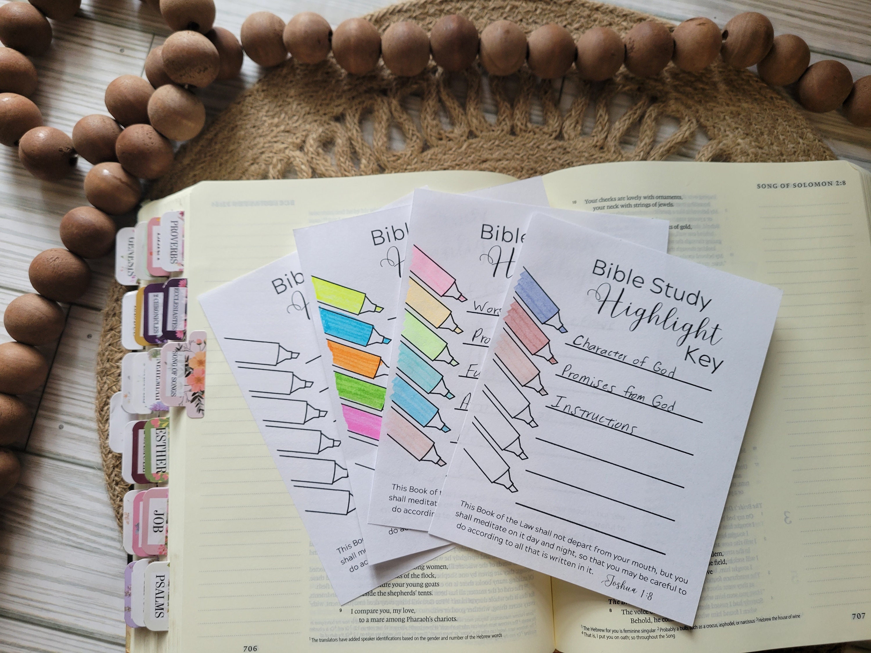 PRINTED SET of Bible Study Highlight Keys Blank Highlight Guide Color ...