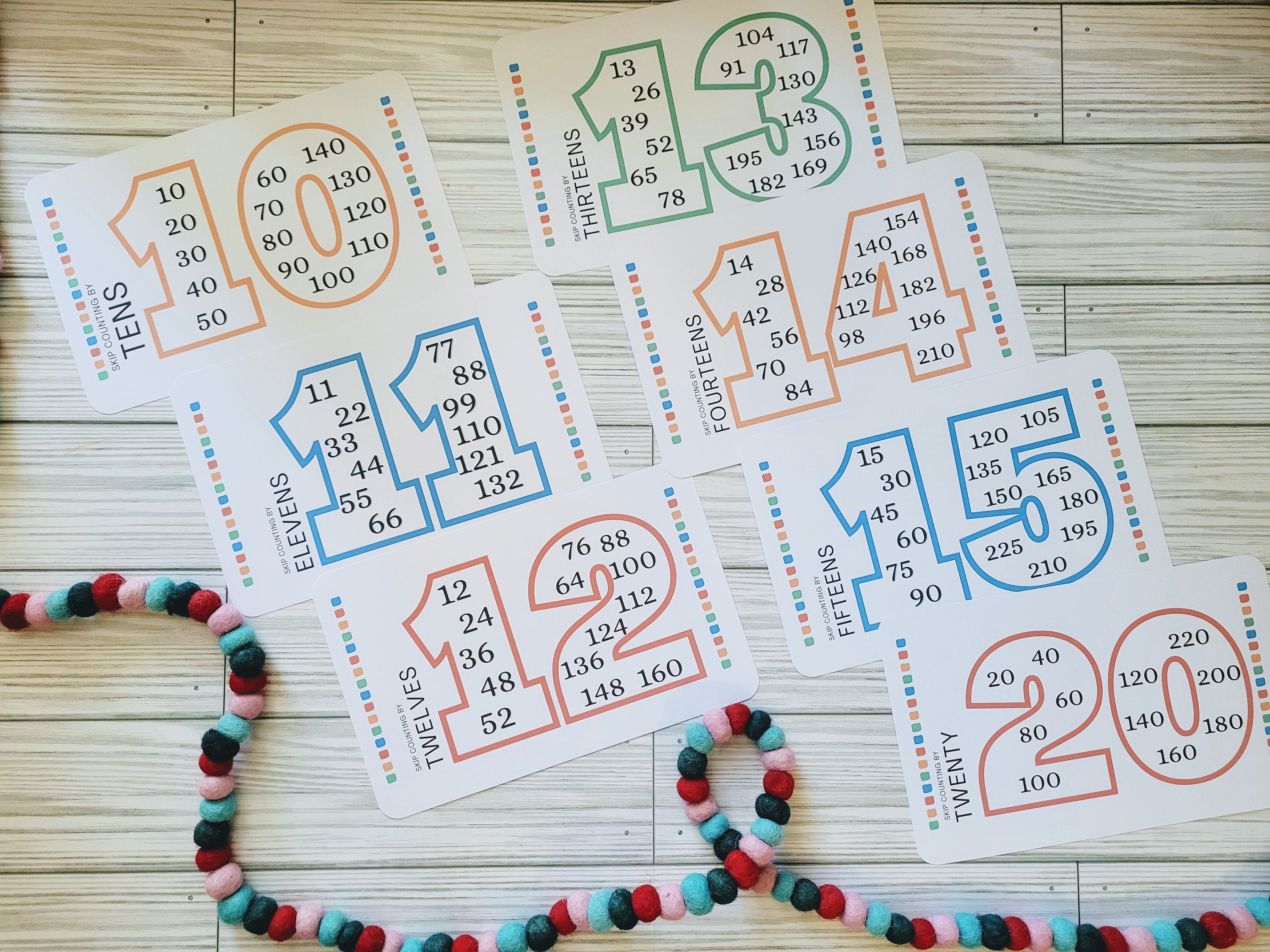 Skip Counting Flashcards Set Numbers Practice Skip Counting 2 - 15 and ...