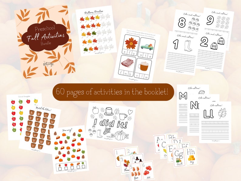 INSTANT DOWNLOAD Preschool Fall Activities Bundle Kids Tracing Practice ...