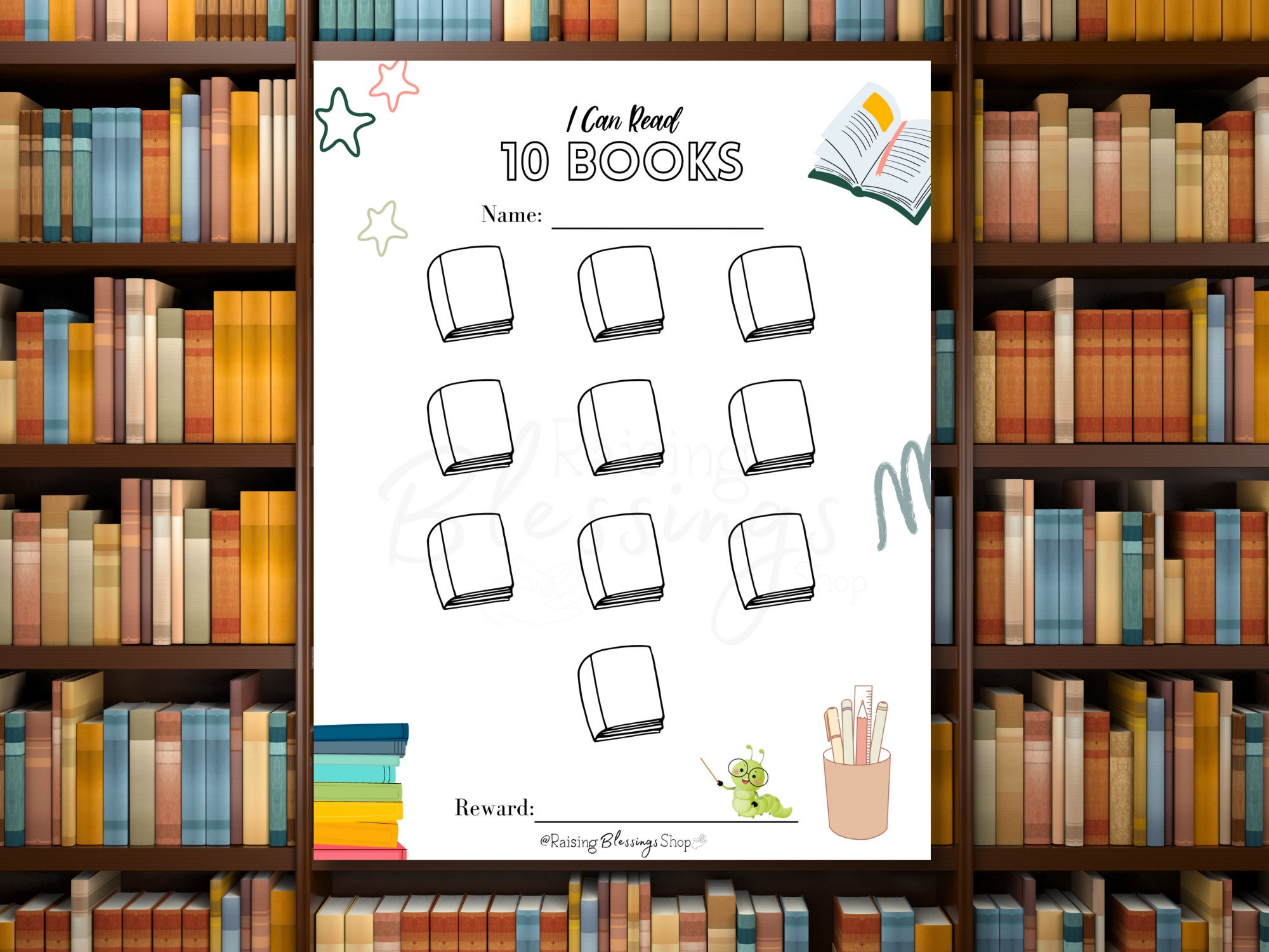 INSTANT DOWNLOAD Reading Tracker Poster for Kids Reading Rewards Chart ...