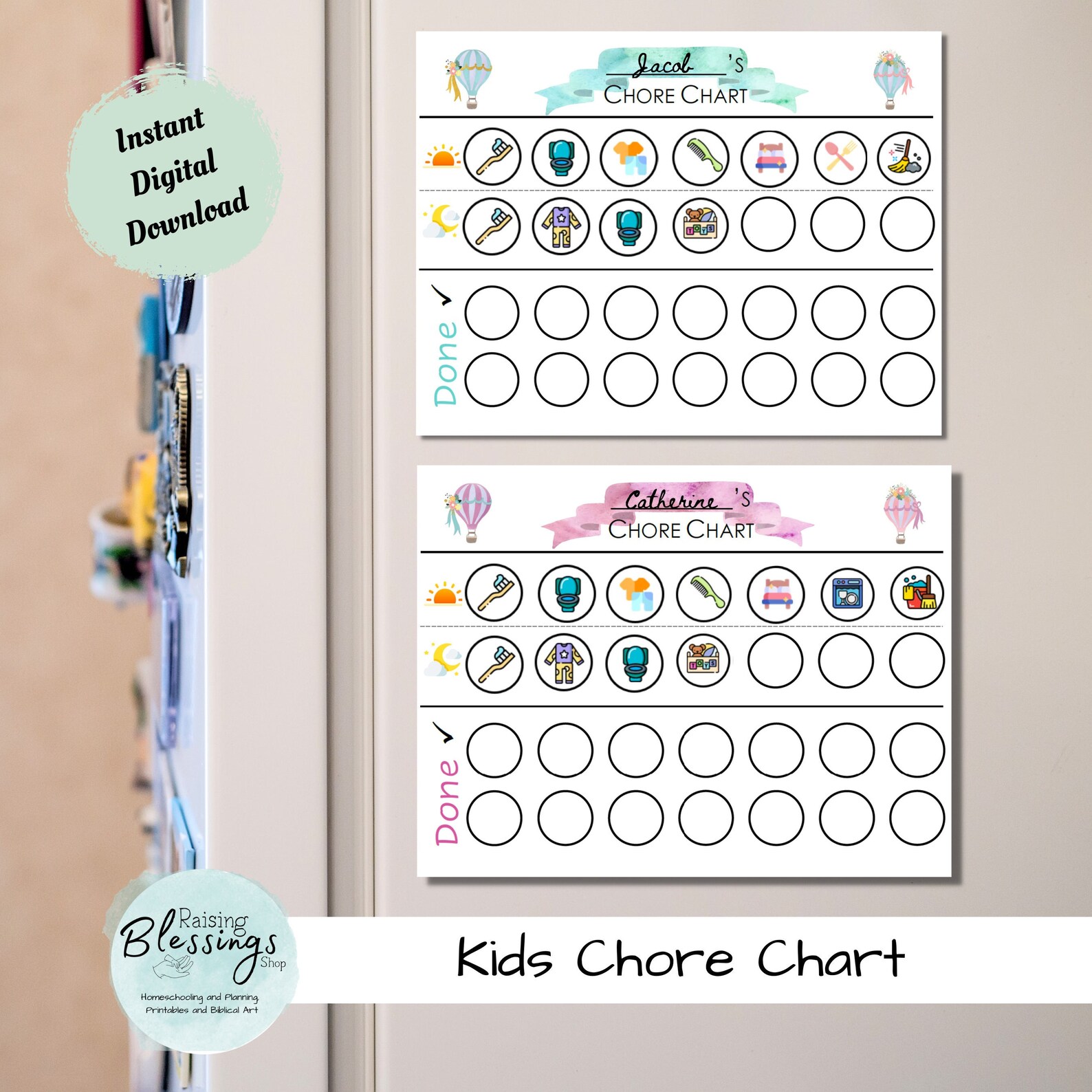 Chore Chart for Kids School Morning Routine Responsibility Chart Icons ...