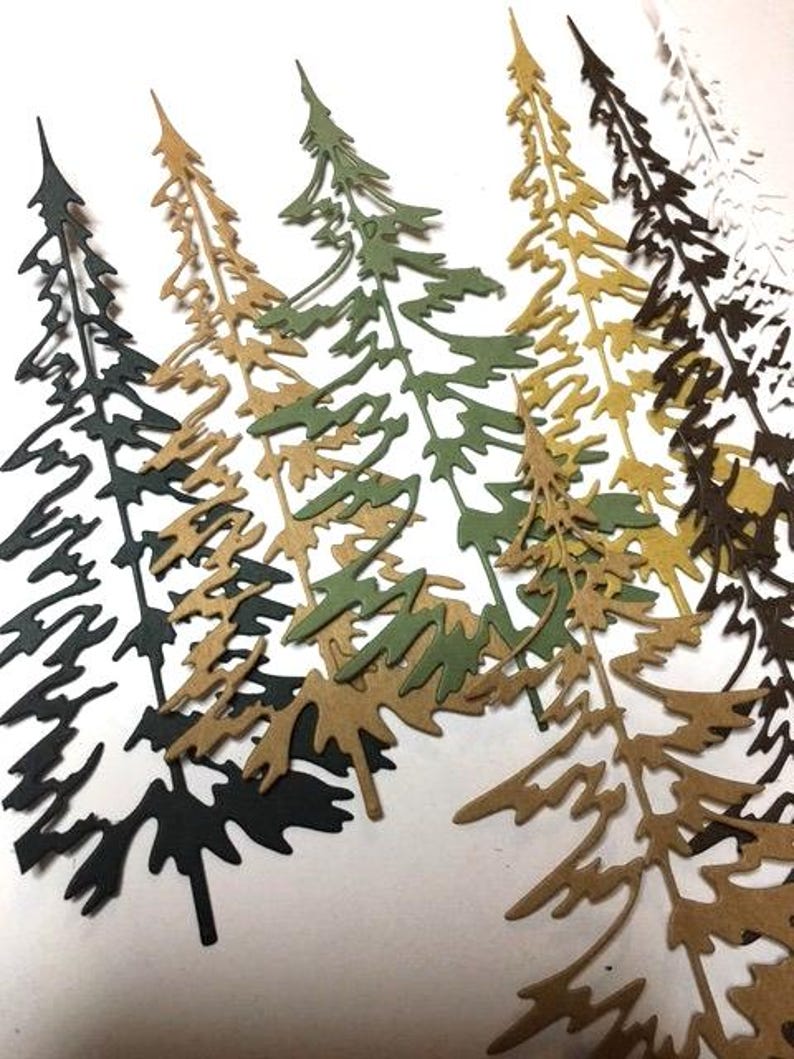 20 Woodland Trees Die Cuts, Forest Die Cuts, Forest Trees, Tree Die ...